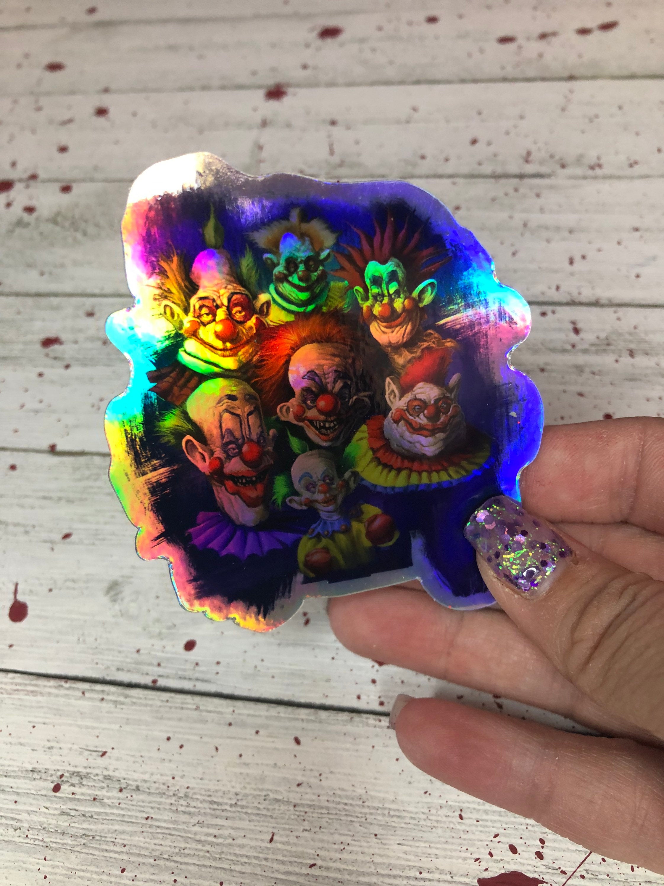 Killer Klowns from outer space holographic sticker – Simply Scary Designs